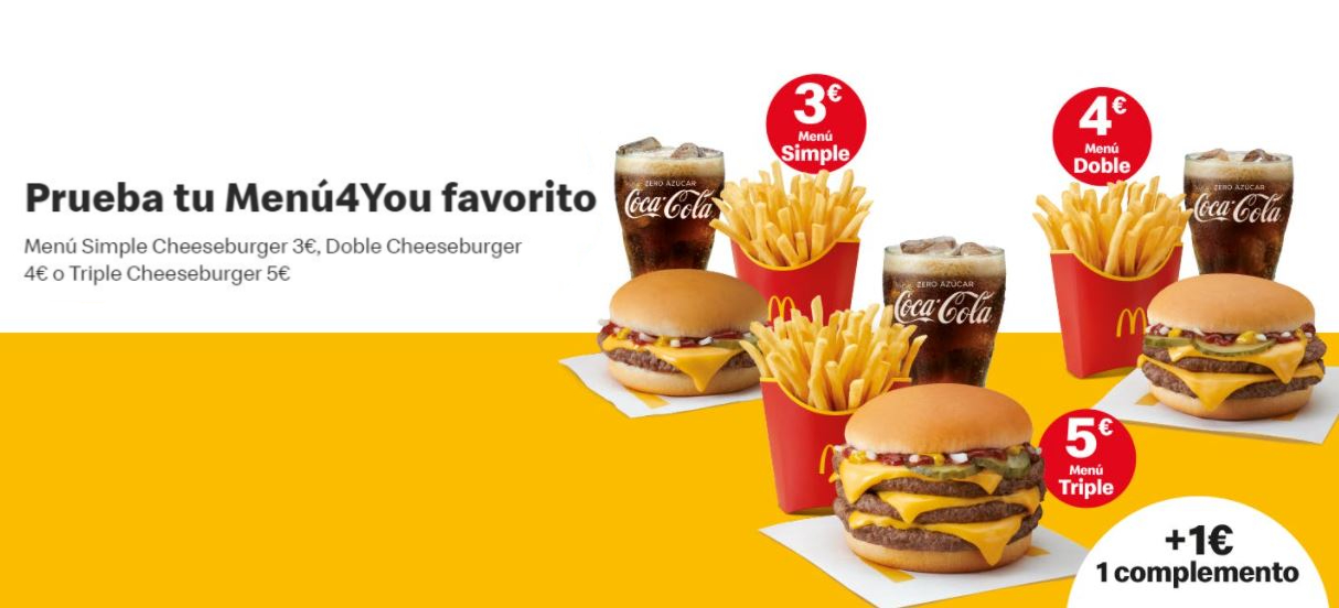 Menú4you simple por 3€. - Centro Comercial Rincón de la Victoria